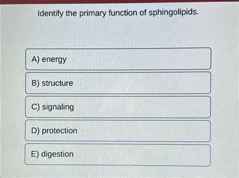 Solved Identify The Primary Function Of Sphingolipids B