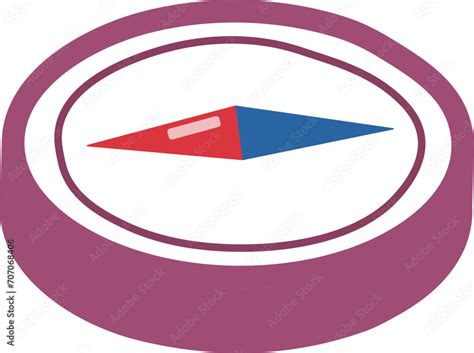 Stylized Compass Rose With Red And Blue Pointer Navigational Compass Icon In A Purple Circle