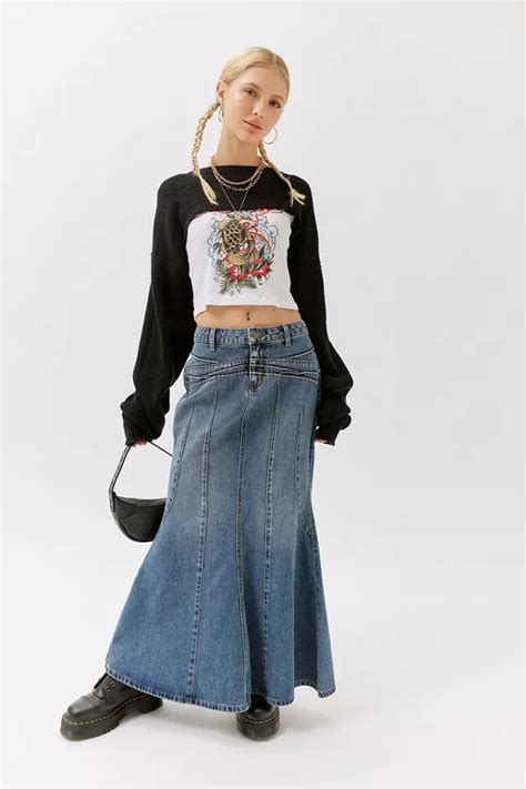Bdg Kendall Denim Maxi Skirt Urban Outfitters