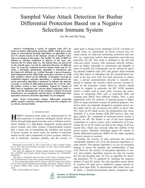 pdf sampled value attack detection for busbar differential protection based on a negative