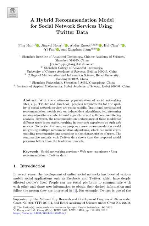 Pdf A Hybrid Recommendation Model For Social Network Services Using Twitter Data