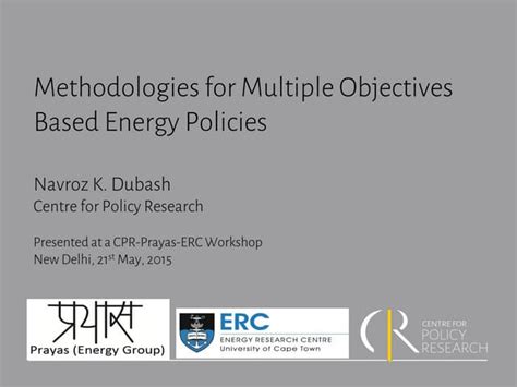 methodologies for multiple objectives based energy policies ppt