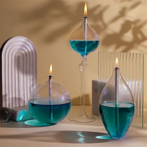 Fame Glass Oil Candle Set Emerald Oil Candles Glass Candle Oil Lamp