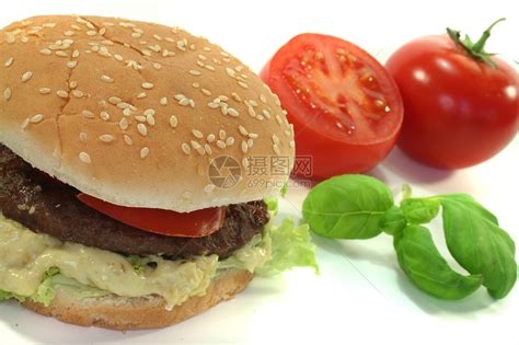 带新鲜蔬菜的汉堡包芝麻包子饮食碎肉增肥洋葱享受零食食物高清图片下载 正版图片320983804 摄图网