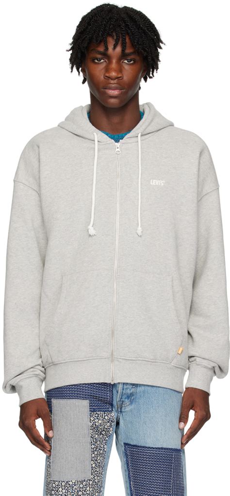 Gray Zip Hoodie By Levis On Sale