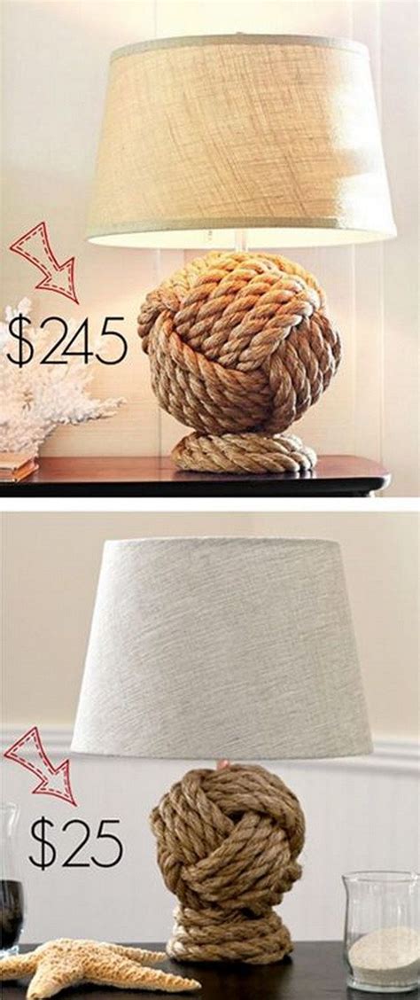 50 DIY Ideas Tutorials For Nautical Home Decoration Rope Lamp