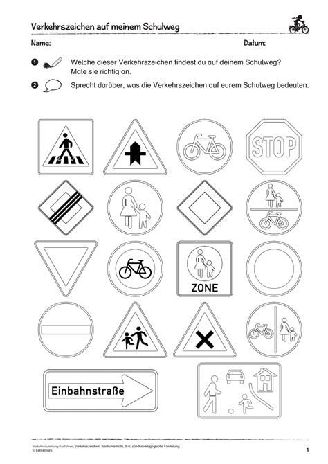 verkehrszeichen lernen arbeitsblätter Verkehrszeichen der