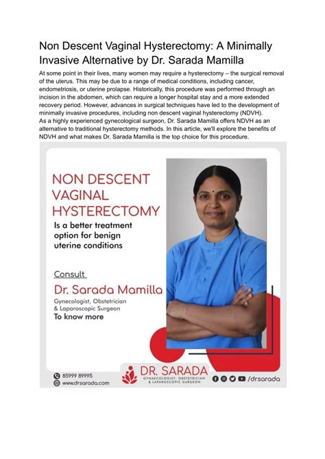 Ppt Non Descent Vaginal Hysterectomy A Minimally Invasive
