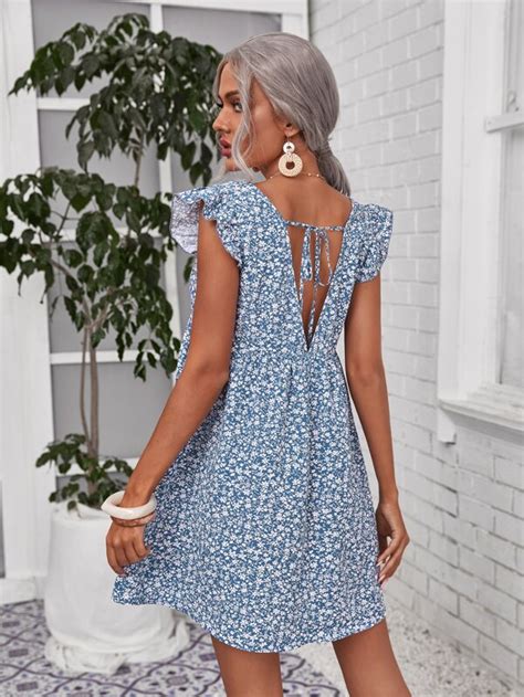 Shein Frenchy Ruffle Armhole Ditsy Floral Dress Shein Uk