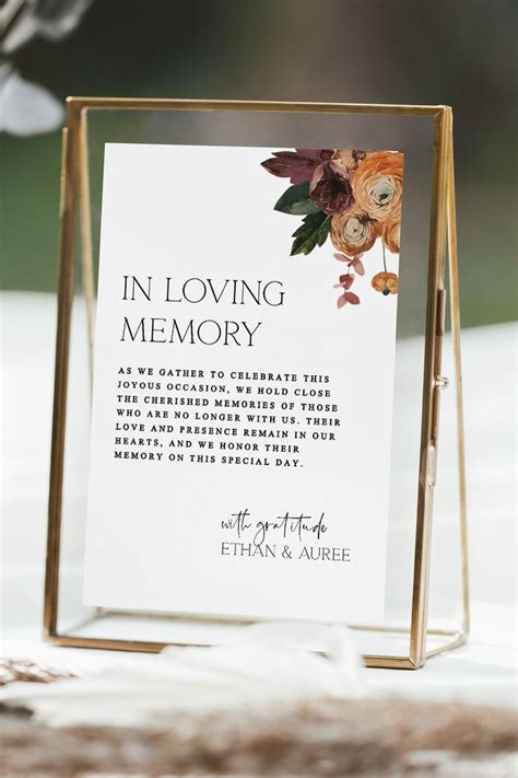 Rustic In Loving Memory Wedding Sign Template Signing Table Wedding