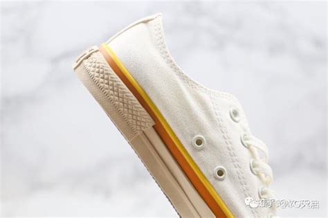 匡威converse All Star低帮奶黄色米白黄橙线条帆布鞋 知乎