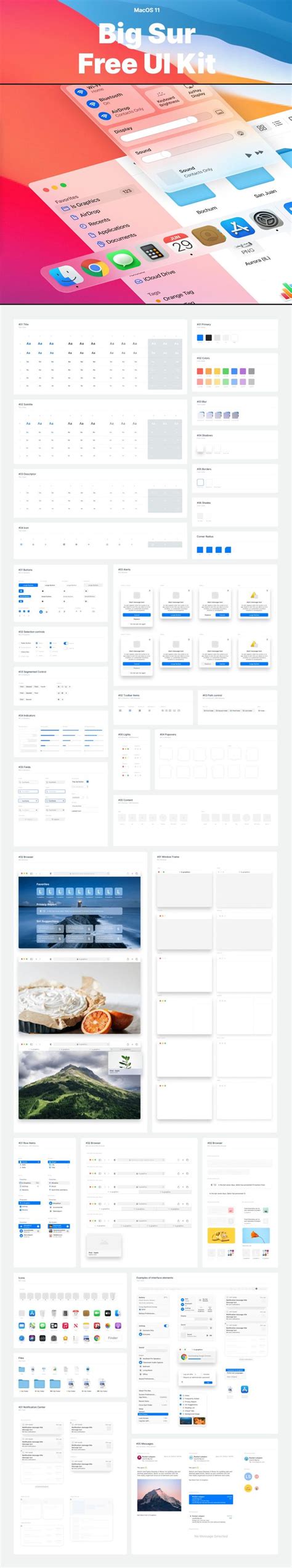Free MacOS 11 Big Sur UI Kit 300 Elements