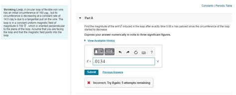 Solved Constants Periodic Table Part A Shrinking Loop A Chegg