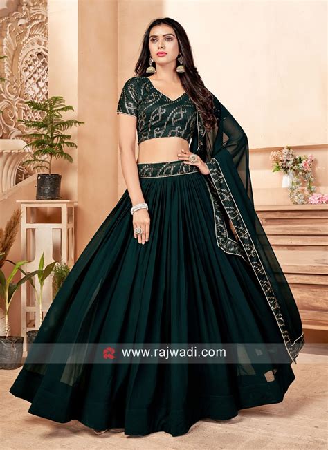 Dark Green Georgette Lehenga Choli