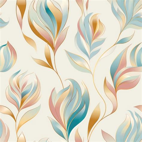 Premium Photo Tiled Seamless Floral Pattern With Azure And Golden