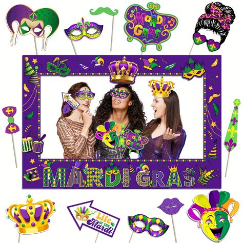 Set Accesorios Fotomatón Mardi Gras Marco Selfie Mardi Gras Temu Mexico