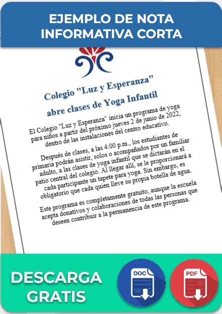 Nota Informativa Corta Ejemplos Plantillas Word Excel Canva
