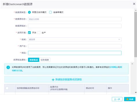 配置elasticsearch数据源 数据源 资源组 Elasticsearch 大数据开发治理平台 Dataworks 阿里云