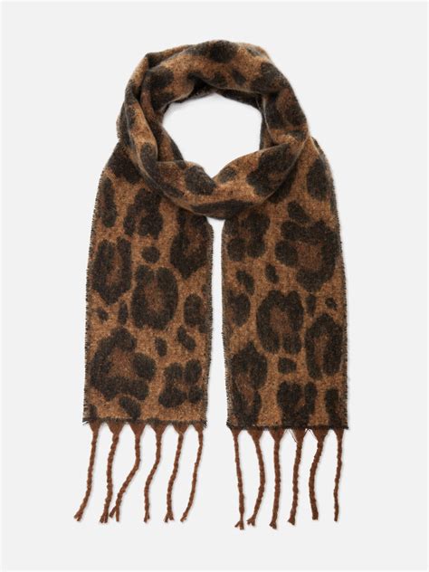 Womens Blue Leopard Pattern Brushed Skinny Scarf Penneys