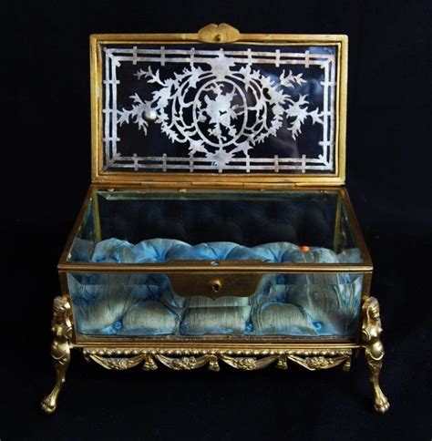Victorian Beveled Glass Gilded Bronze Jewelry Box