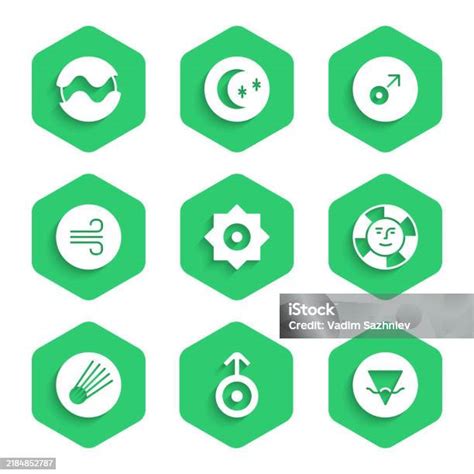 떨어지는 별 기호 천왕성 지구 요소 태양 혜성 바람이 부는 날씨 화성 기호 및 행성 아이콘을 설정합니다 벡터 4가지 개체에 대한 스톡 벡터 아트 및 기타 이미지 Istock