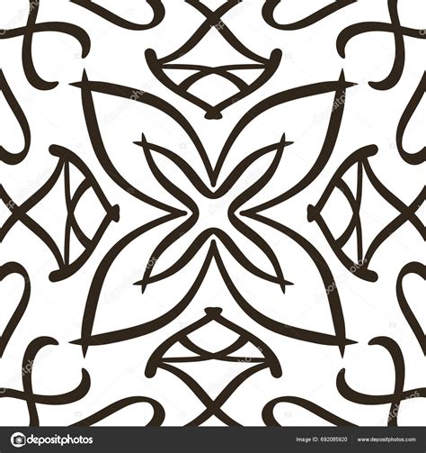 Outline Seamless Pattern Isolated Doodle Hand Drawn Art Sketch Vector