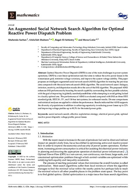 pdf an augmented social network search algorithm for optimal reactive