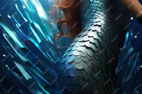 Premium Ai Image Beautiful Mermaid Tail Posing Underwater