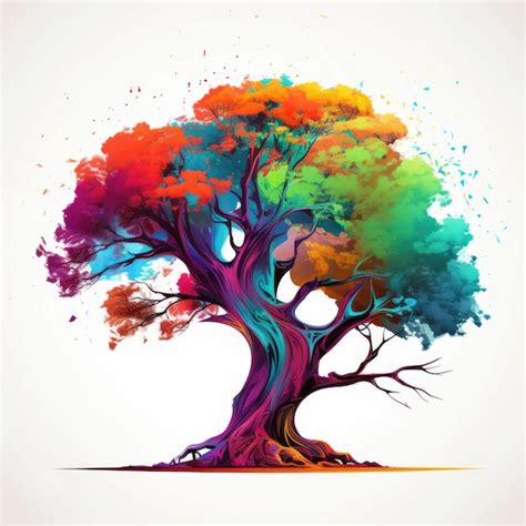 Premium Ai Image A Colorful Tree Whitebackground