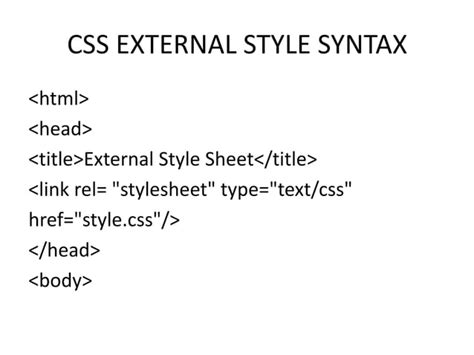 Css External Style Sheet Pptx Web Design And Html Internet