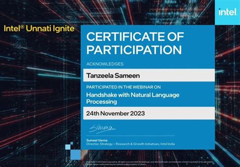 tanzeela sameen on linkedin intel certification naturallanguageprocessing
