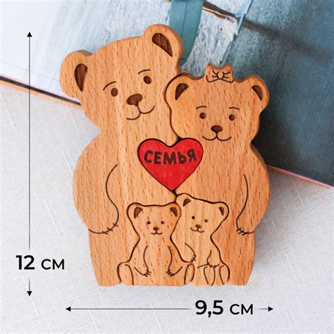 Статуэтка деревянная семья Фигурка из дерева Семья мишек купить на