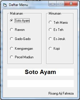 Membuat Daftar Menu Dan Ditampilkan Di Label Ajifahreza