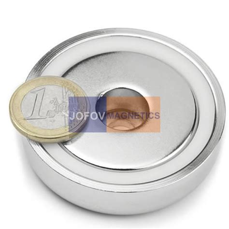 Neodymium Cap Pot Magnet With Cylindrical Borehole D60mm Magnets By Jofov