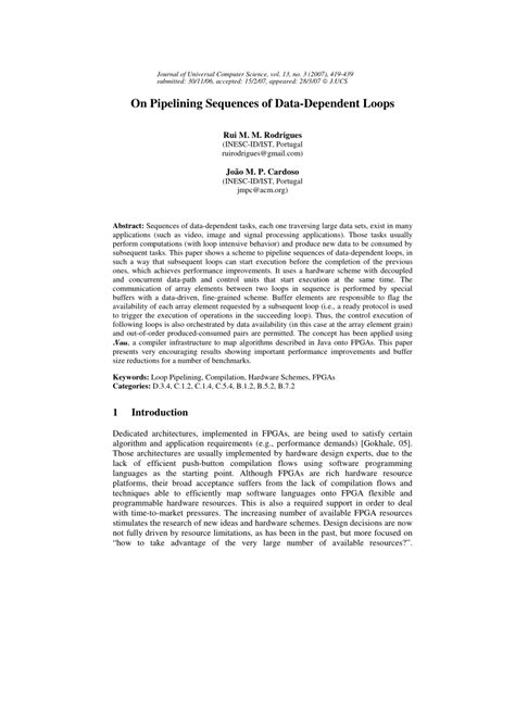 Pdf On Pipelining Sequences Of Data Dependent Loops