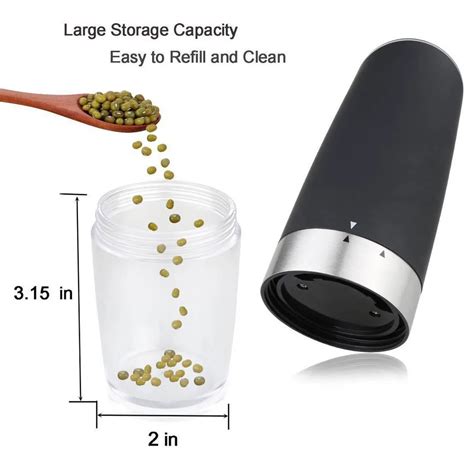 Electric Gravity Salt Pepper Mill Set Battery Automatic Spice Mill ...