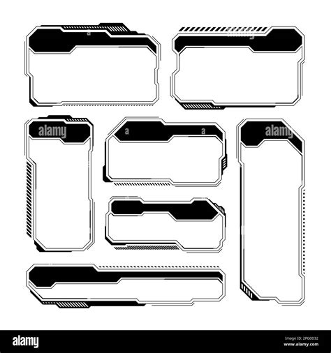 Black Futuristic Hud Or Ui Elements Sci Fi User Interface Text Boxes