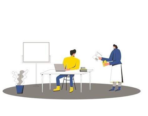 Premium Vector Student And Teacher At The Individual Class