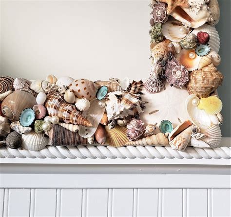 Beach Decor Seashell Mirror Nautical Decor Shell Mirror Coastal Decor