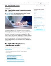 Top 77 Digital Marketing Interview Questions And Answers Pdf Technology Data Science