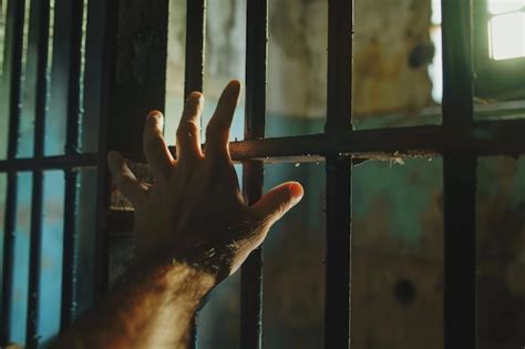 Premium Photo Hand Reaching Out Of Jail Cell Generative Ai