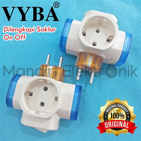 Jual Steker T Arde 3 Lubang Dengan Saklar Lampu NCE 5711S Vyba
