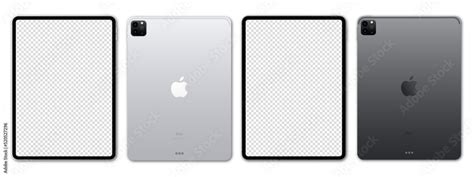 New Silver Black Ipad Pro By Apple Inc Blank Screen Ipad And Back Side Ipad On Isolated