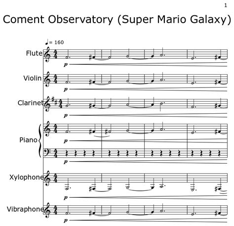 Coment Observatory Super Mario Galaxy Sheet Music For Flute Violin