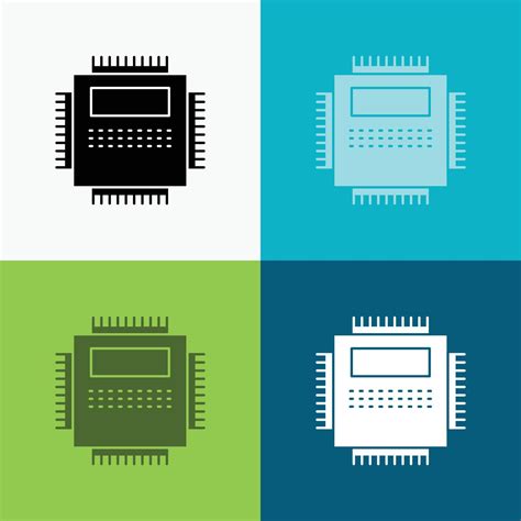 Processor Hardware Computer Pc Technology Icon Over Various Background Glyph Style Design