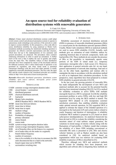 Pdf An Open Source Tool For Reliability Evaluation Of Distribution Systems With Renewable