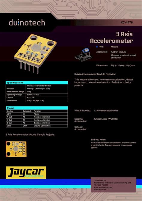 PDF Axis Accelerometer Jaycar Axis Accelerometer Type Module This Module Allows You To