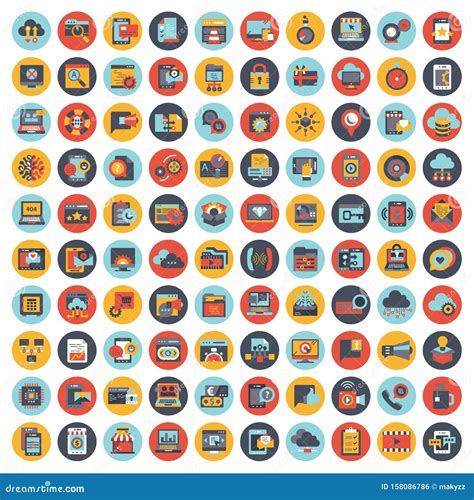 Set Vector Icons With Elements For Mobile Concepts And Web Apps Business And Marketing