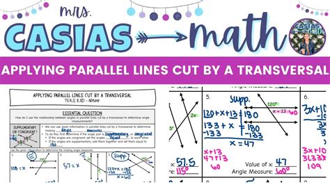 free parallel lines cut by a transversal worksheet answers download