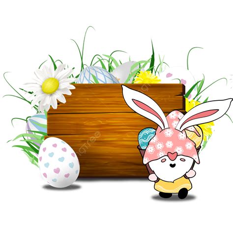 Easter Gnome Meadow Love Eggs Easter Gnome Grass PNG Transparent